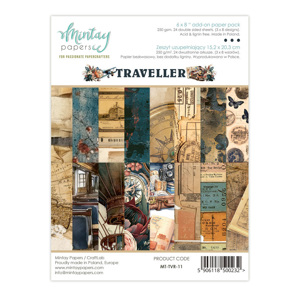 Mintay 6x8 base Paper pack, Traveller – Creative Treasures