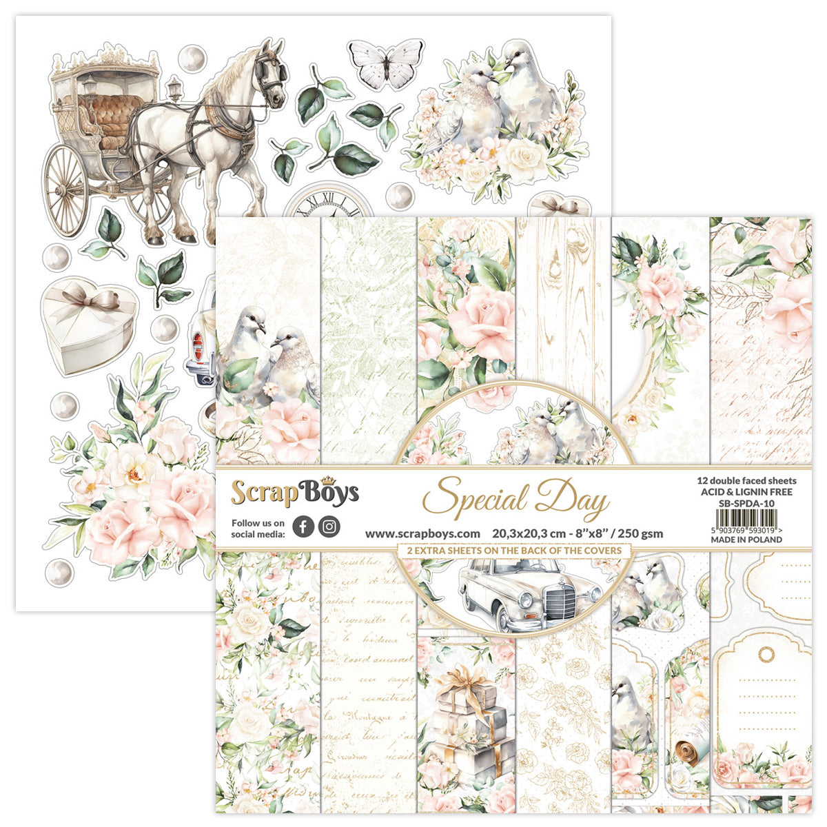 SPECIAL DAY, Scrapboys 12 double sided 8x8, scrapbooking paper pack ...